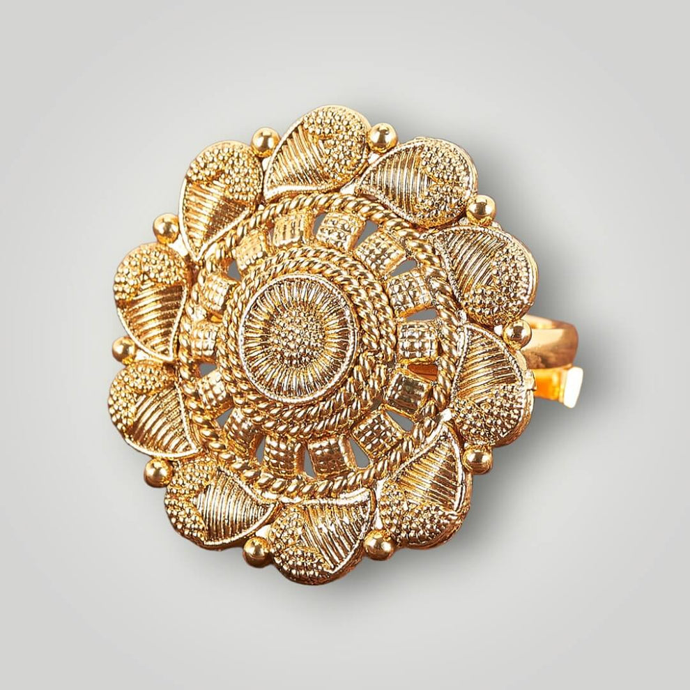 214020 - Antique Gold Plated Classic Style Finger Ring – Spice Jewels